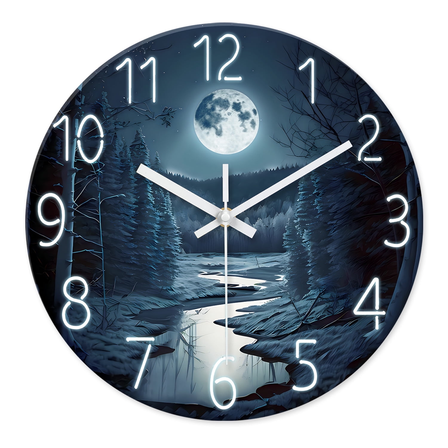 Moon Forest Wall Clock Battery Operated 16 Inch Silent Non-Ticking Wall ...