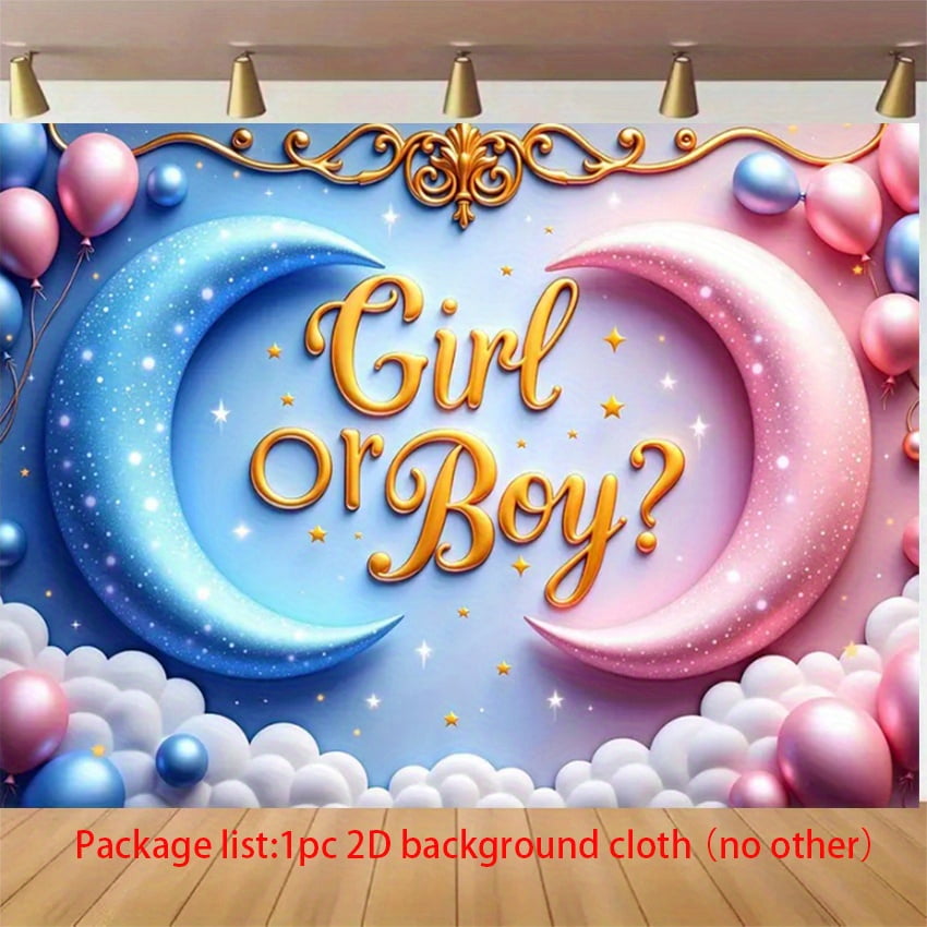 Moon Gender Reveal Backdrop He or She What Will Baby Be Photography ...