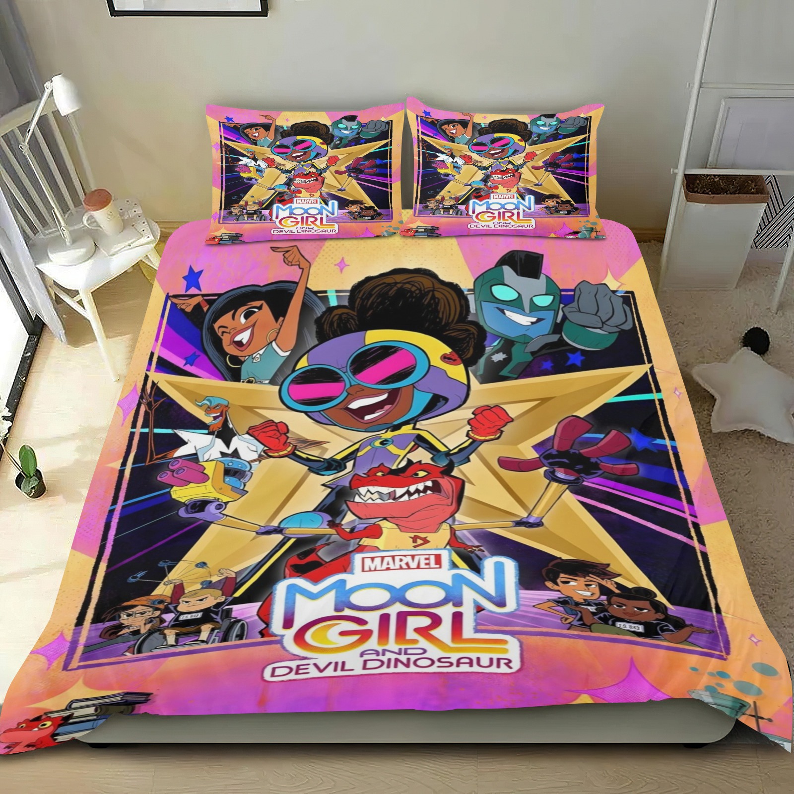 Moon Girl and Devil Dinosaur Bed Comforter Set 3 Pieces has an iconic ...