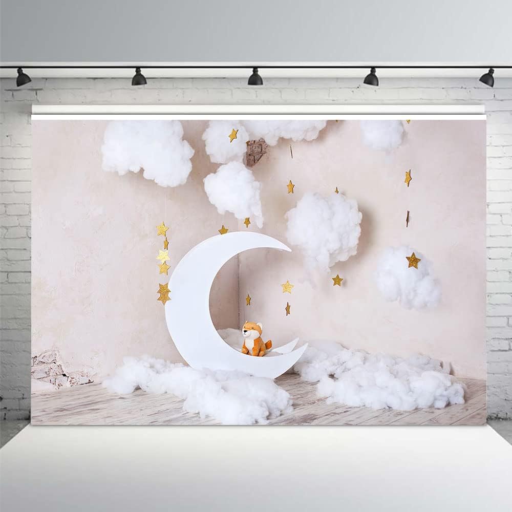 Moon Gold Star Photography Backdrop for Child Kids Grey Wall White ...