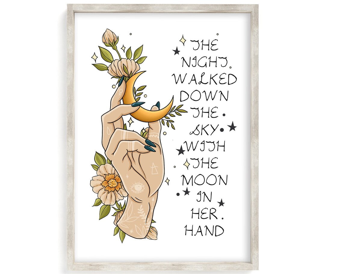 Moon In Hands Feminine Print - Female Empowerment, Celestial Print ...