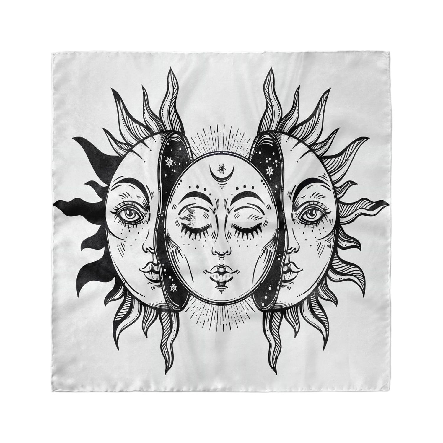Moon Head Scarf, Monochrome Sun and Moon, Head Wrap, 3 Sizes, by ...