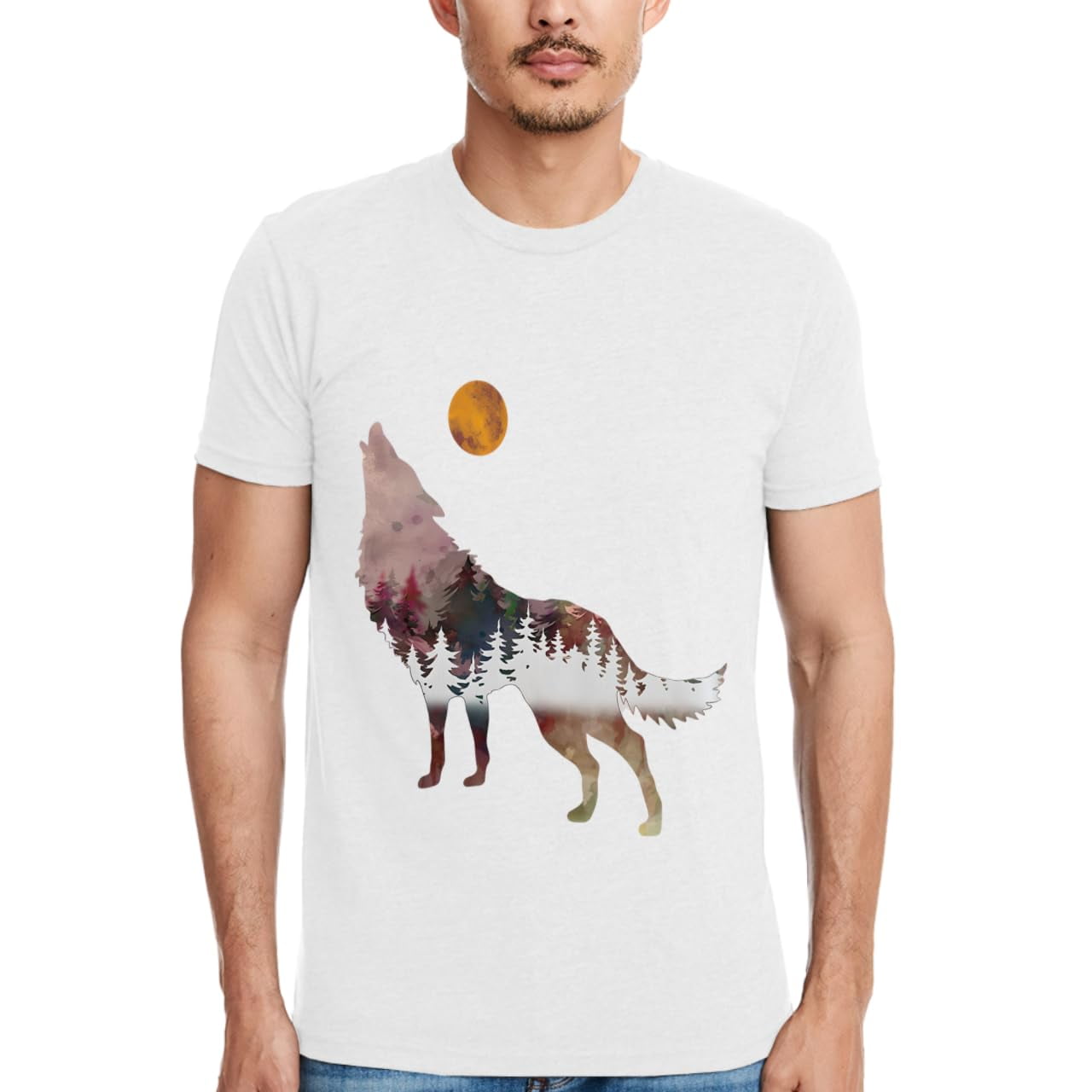Moon Howling Wolf Sueded T-Shirt - Present for Husband - Wolf Print ...