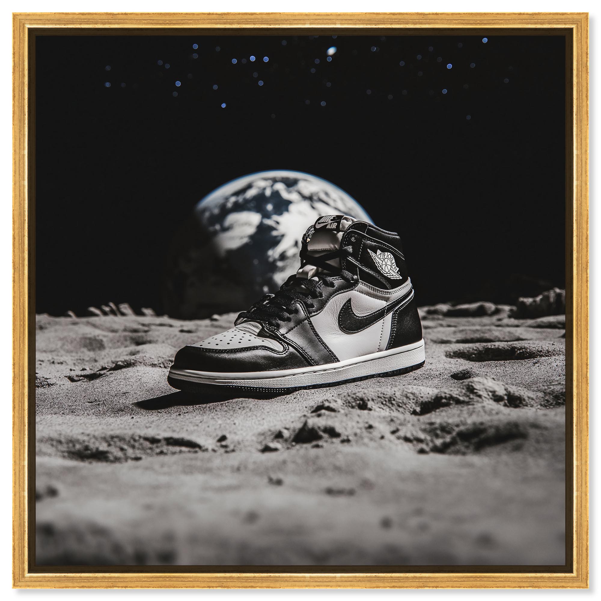 Moon Kicks Canvas Sneaker Posters by Art Remedy, Gold Frame, 16 x 16 ...