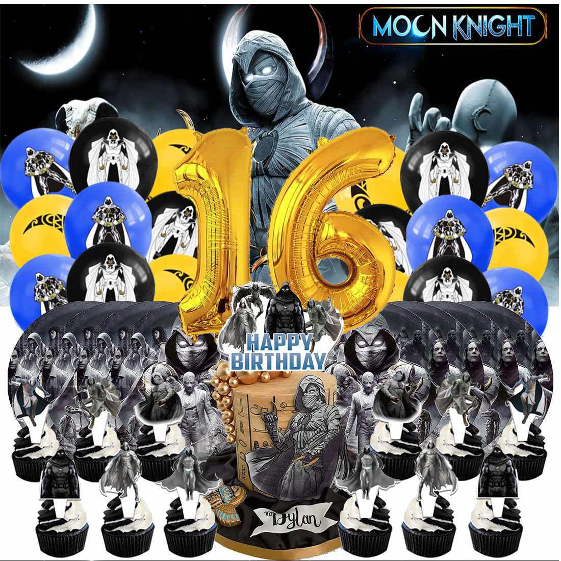 Moon Knight Balloons Party Supplies 16th Decor Tableware Birthday Cake ...