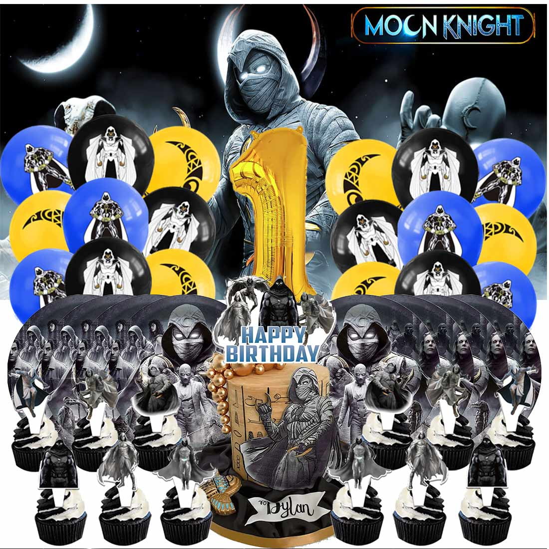 Moon Knight Balloons Party Supplies 1st Decor Tableware Birthday Cake ...