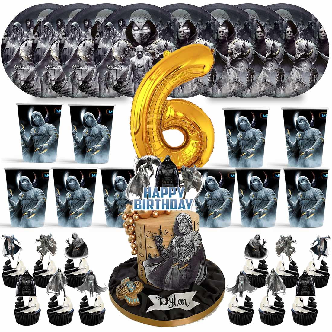Moon Knight Birthday 6th Cups Party Supplies Plates Fans Decorations ...