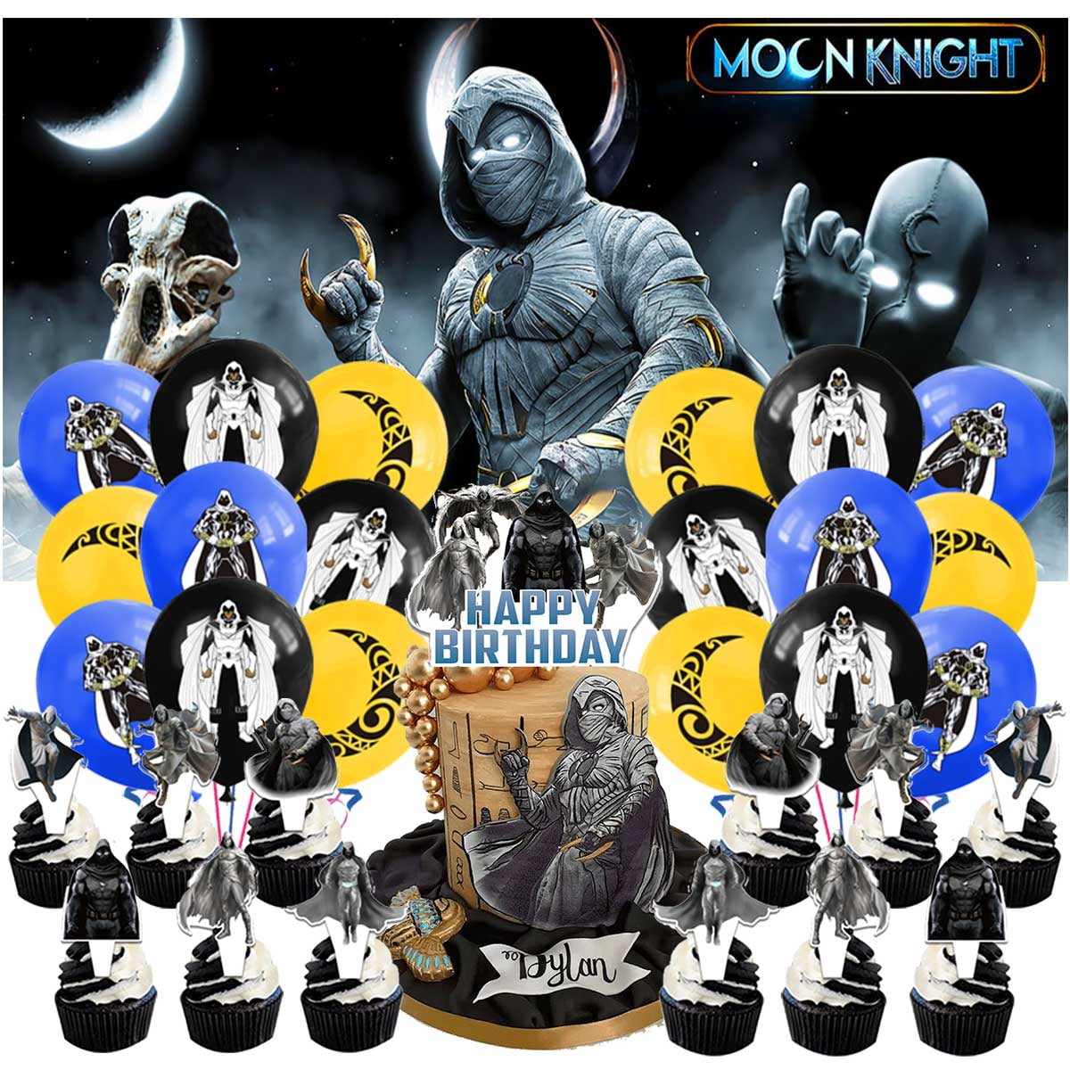Moon Knight Birthday Latex Balloons Party Supplies Kit Decor Banner ...
