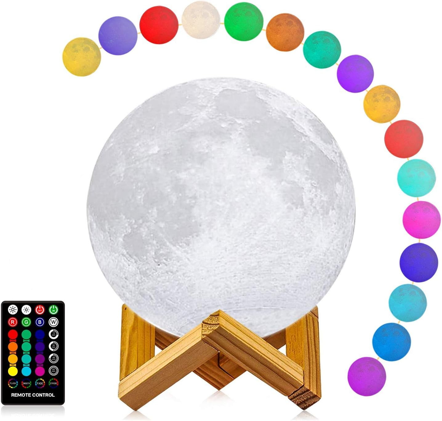 Moon Lamp, 16 Colors LED Night Light for Kids 3D Printing Moon Light ...