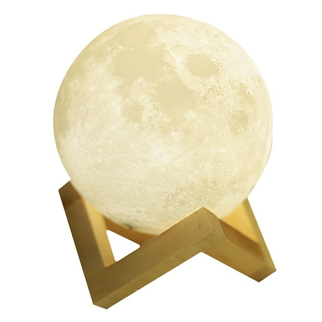 3D Printed Dual-Tone LED Moon Lamp, 8.7 inch with Bracket, Touch ...