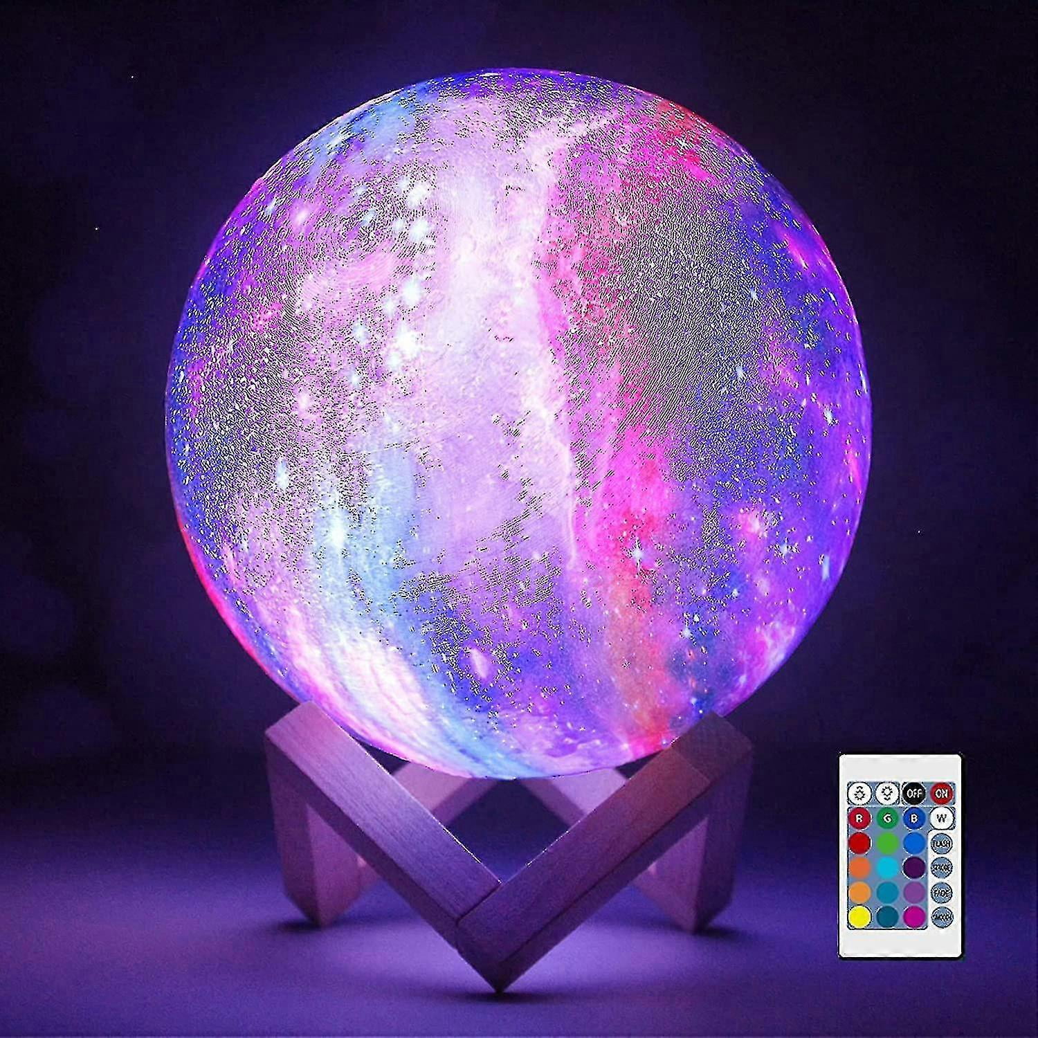 Moon Lamp Lava Lamp Night Light Galaxy Lamp16 Led Colors With Wooden ...