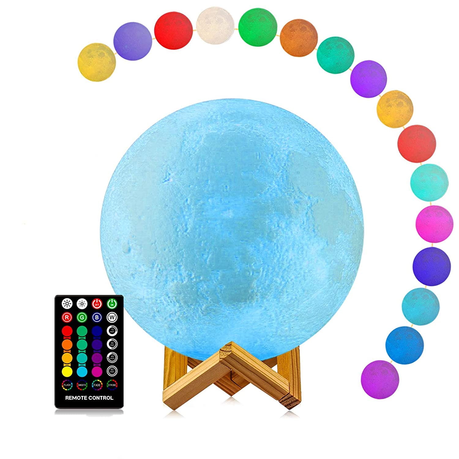 Moon Lamp, Moon Light Lamps with Time Setting and Stand 3D Printing LED ...