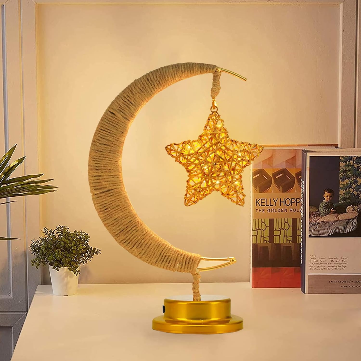 Moon Lamp, Moon Night Light with Hanging Star Lights, Enchanted Lunar ...