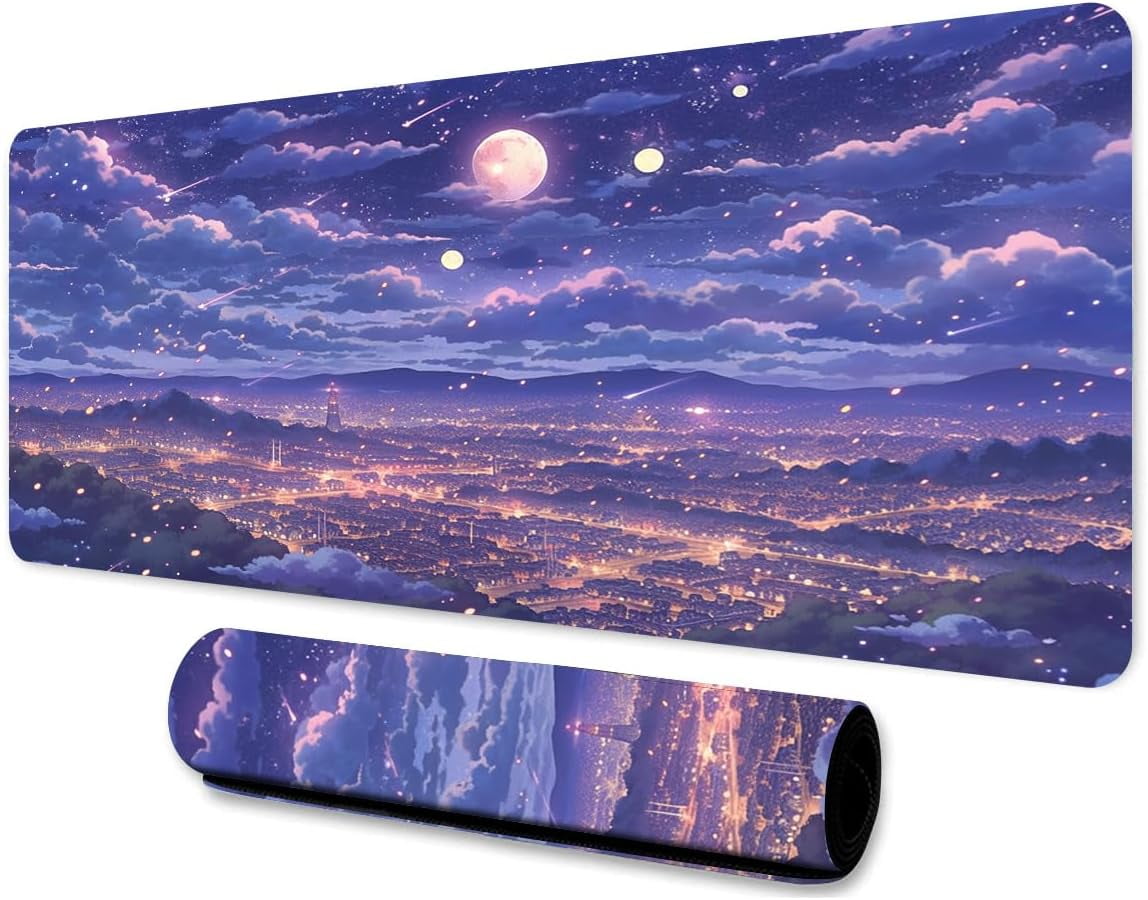 Moon Large Mouse Pad 31.5x11.8 Inches Cartoon Anime Universe Starry Sky ...