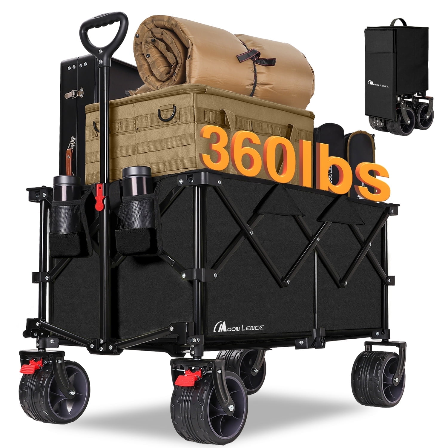 Moon Lence Big Capacity Garden Portable Hand Cart with All-Terrain ...