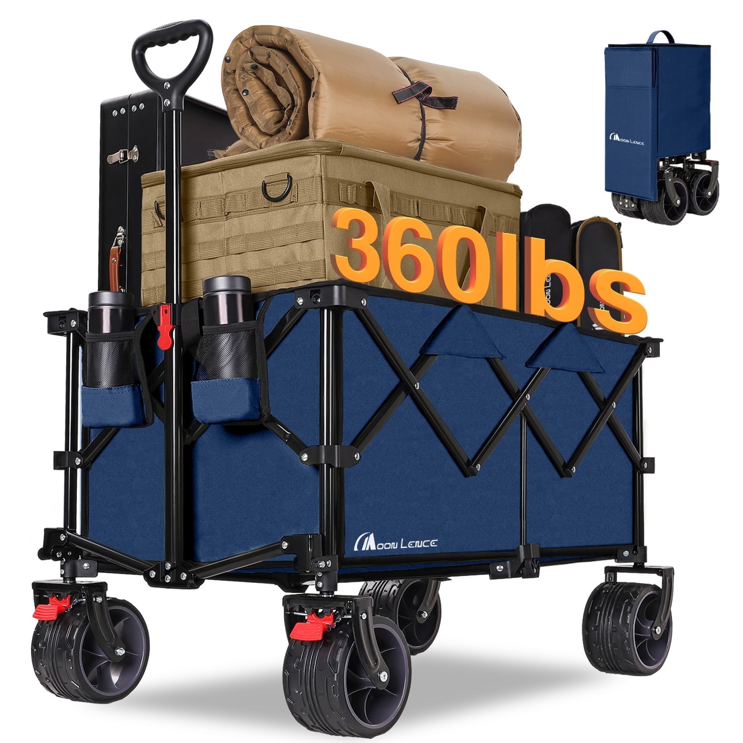 Moon Lence Big Capacity Garden Portable Hand Cart with All-Terrain ...