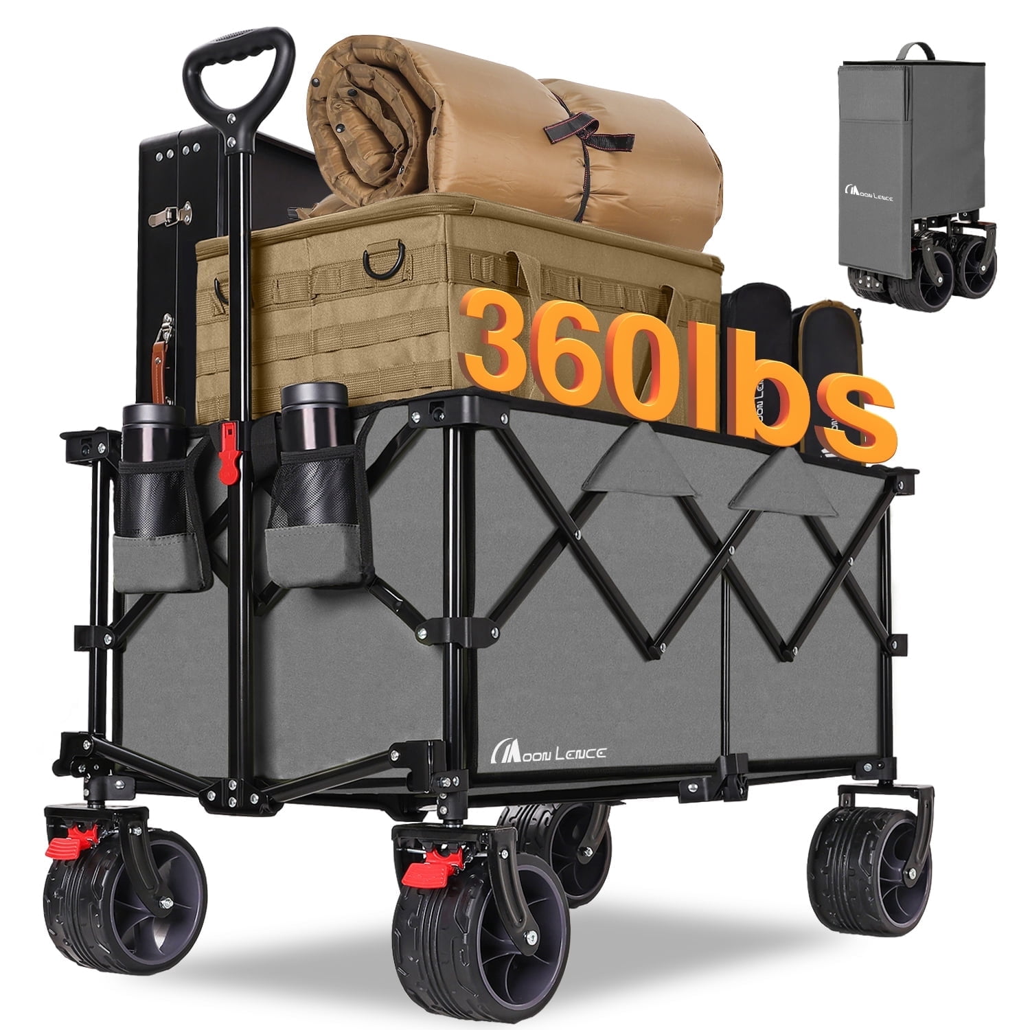 Moon Lence Big Capacity Garden Portable Hand Cart with All-Terrain ...