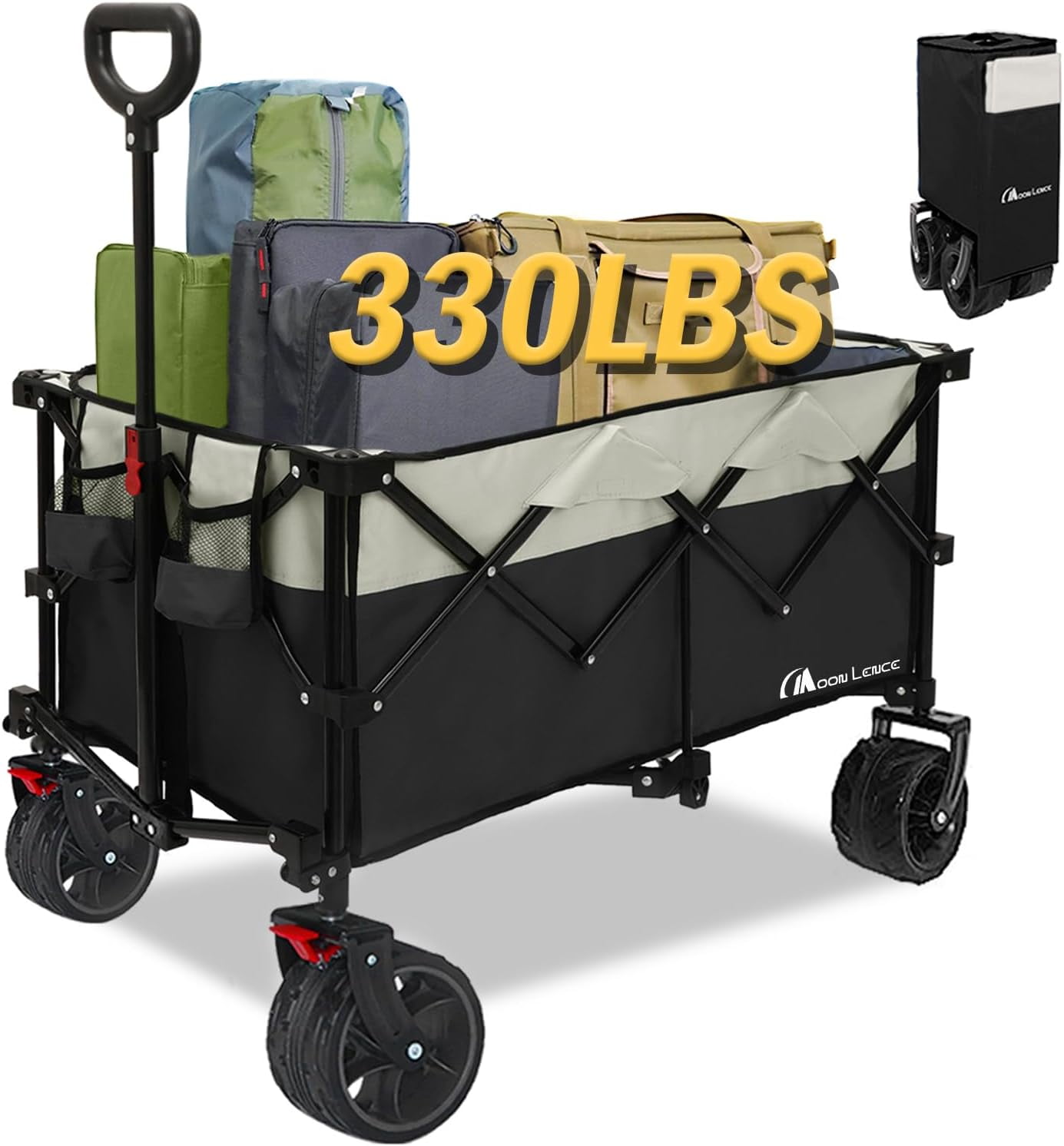 Moon Lence Collapsible Folding Wagon Cart Heavy Duty Folding Garden ...