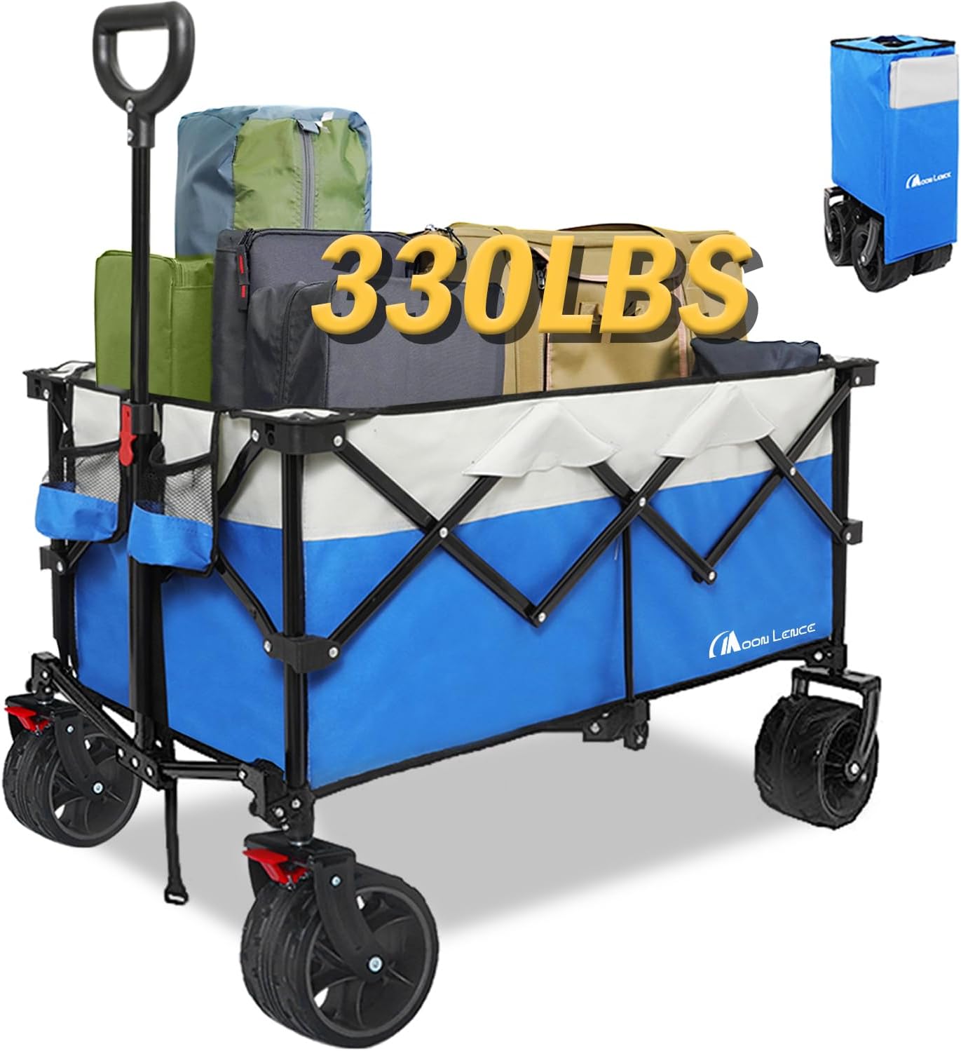 Moon Lence Collapsible Folding Wagon Cart Heavy Duty Folding Garden ...