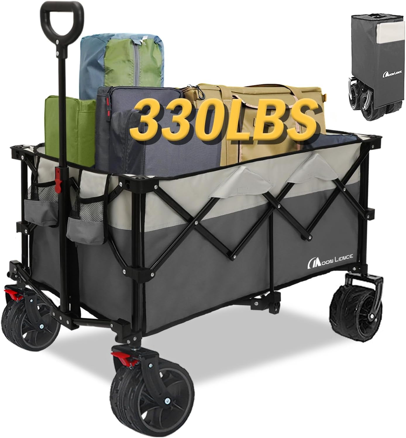 Moon Lence Collapsible Folding Wagon Cart Heavy Duty Folding Garden ...