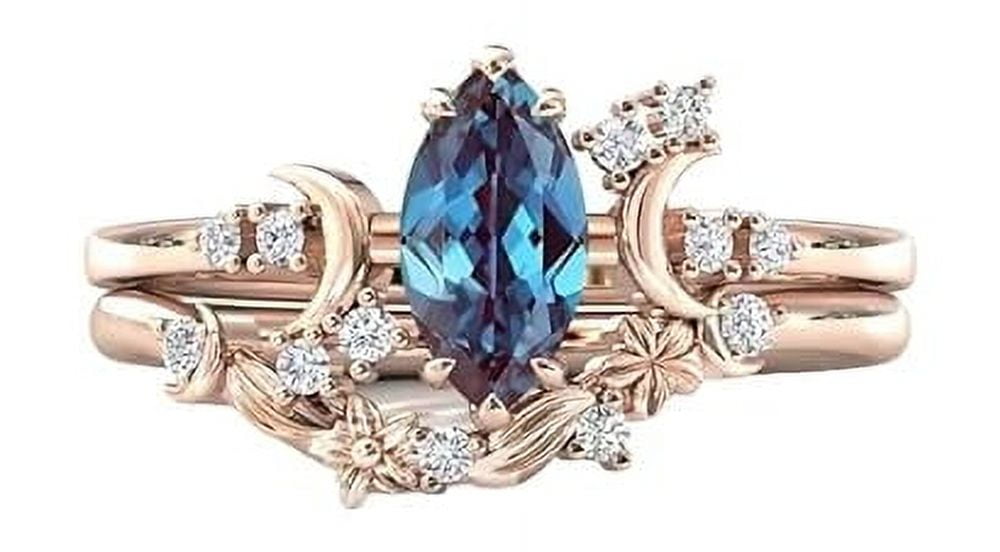 Moon of My Life Alexandrite Engagement Ring, Leaf Art Deco - 2.0 Carat ...