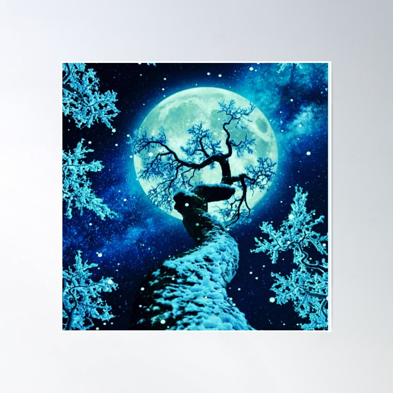 #Moon Light, Night Moon Poster Wall Art, Modern Wall Decor, 16x16 ...
