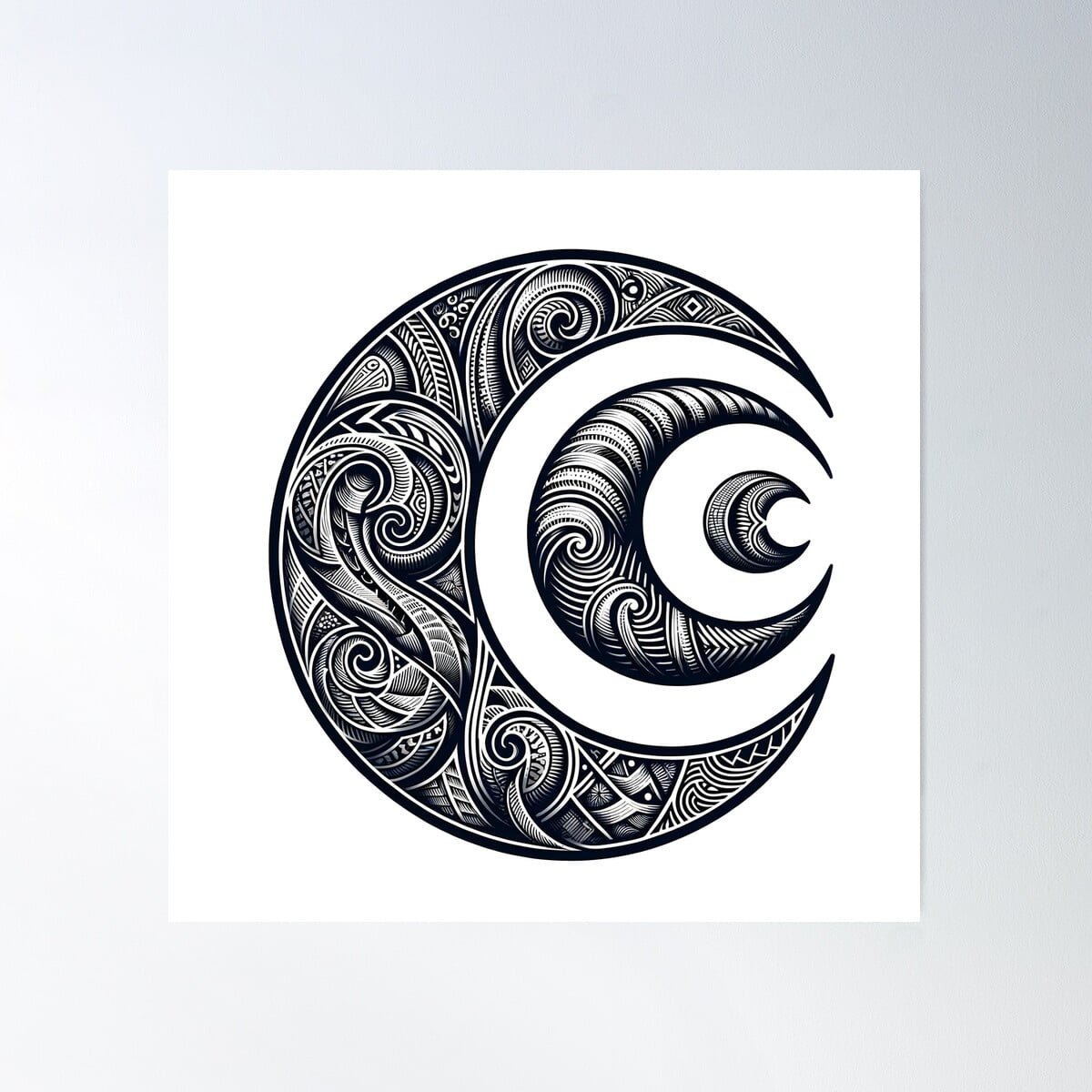 Moon Maori Poster Wall Art, Modern Wall Decor For Living Room Bedroom ...