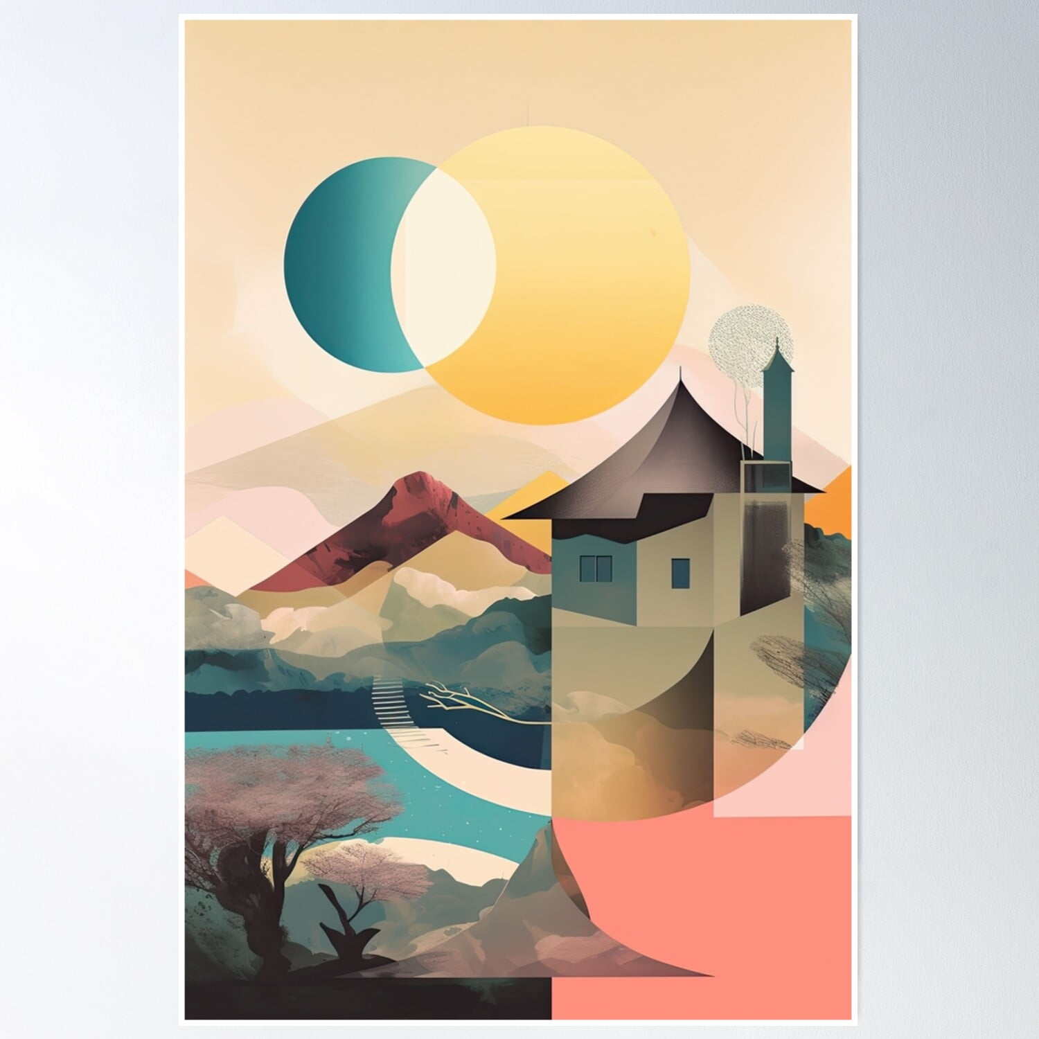 Moon Monastery: A Serene Monastery Beneath Two Moons Poster Wall Art ...