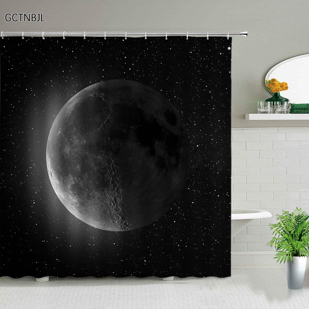 Moon Moon Phase Shower Curtain Starry Night Milky Way Nature Scenery ...