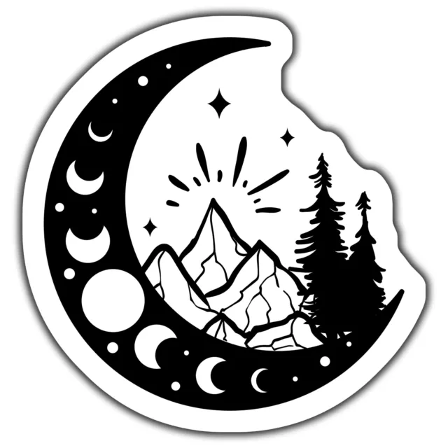 Moon Mountain Sticker, Night Sky Sticker, Nature Scene Sticker, Lunar ...