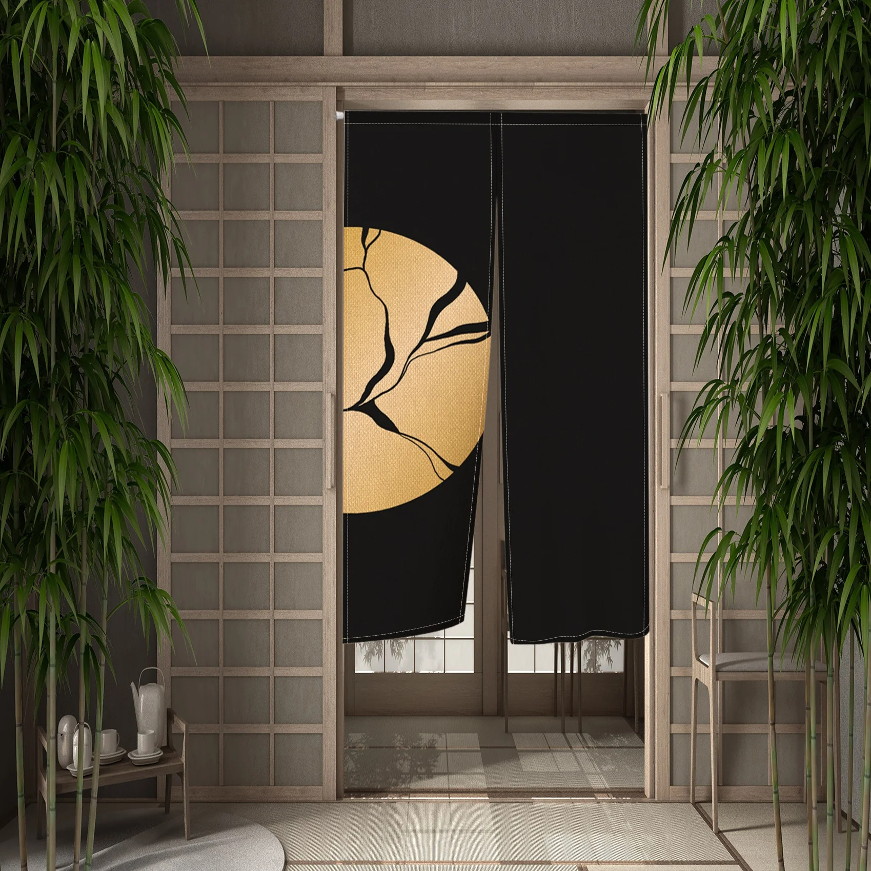 Moon Night Astronaut Door Curtain Door Curtains Japanese Noren Kitchen ...
