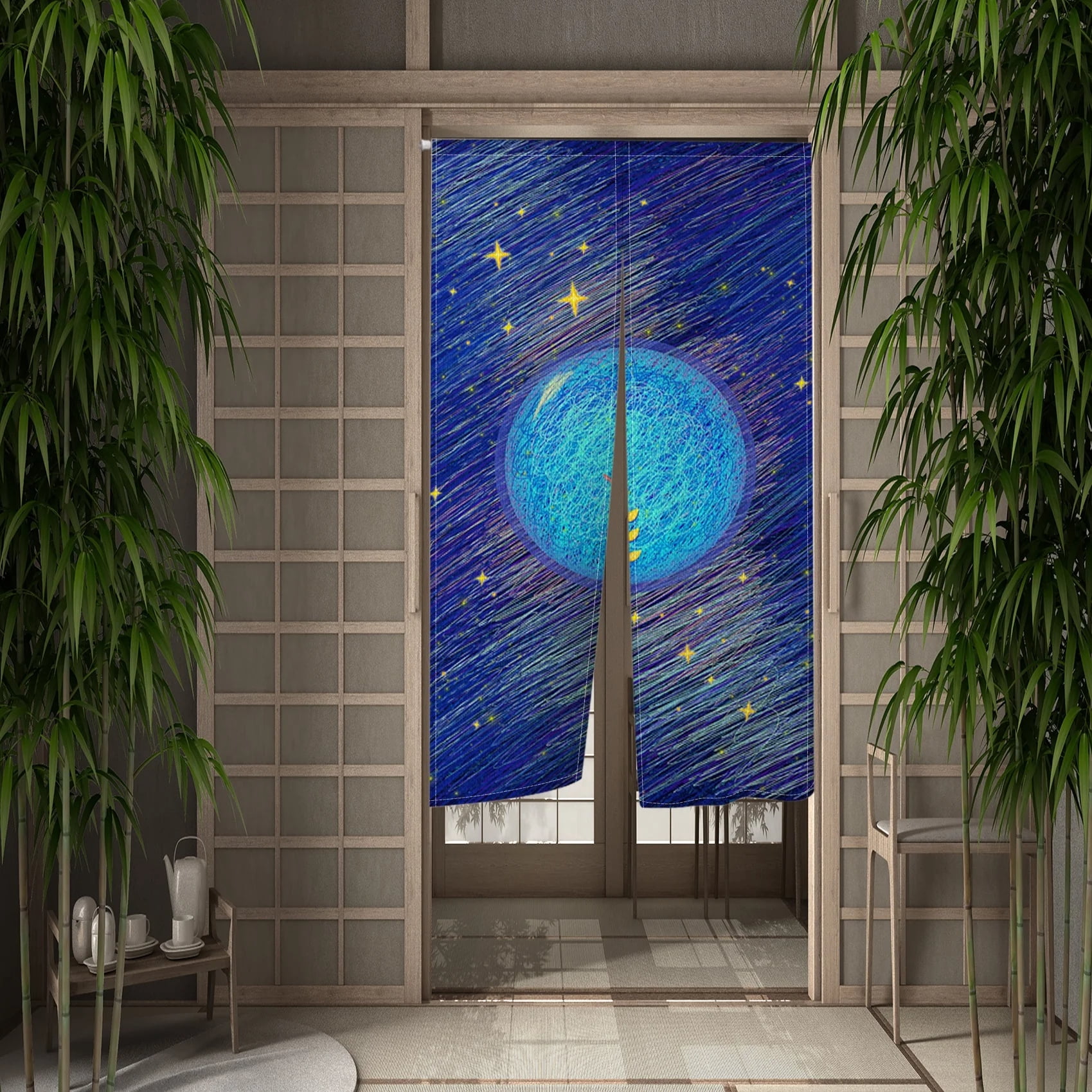 Moon Night Japanese Door Curtain Partition Kitchen Doorway rative ...