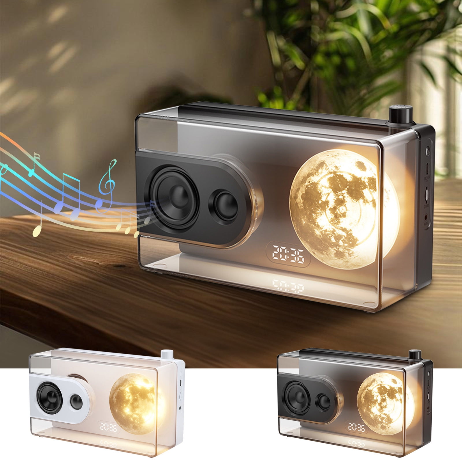 Moon Night Light Bluetooth Speaker with LED Display, Dual Speakers ...