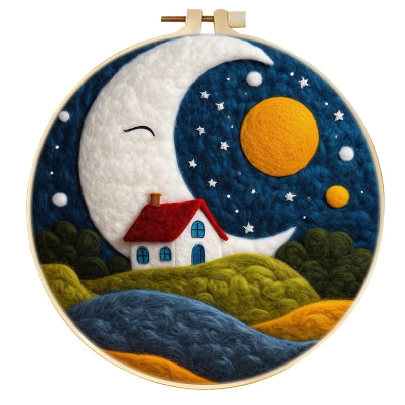 Moon Night Needle Felting Set Beginner Felt Painting Set with ...