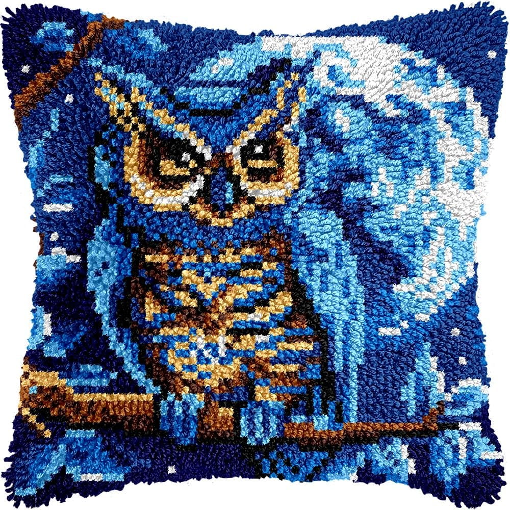 Moon Night & Owl Bird Latch Hook Pillow Kits DIY Pillowcase Cushtion ...
