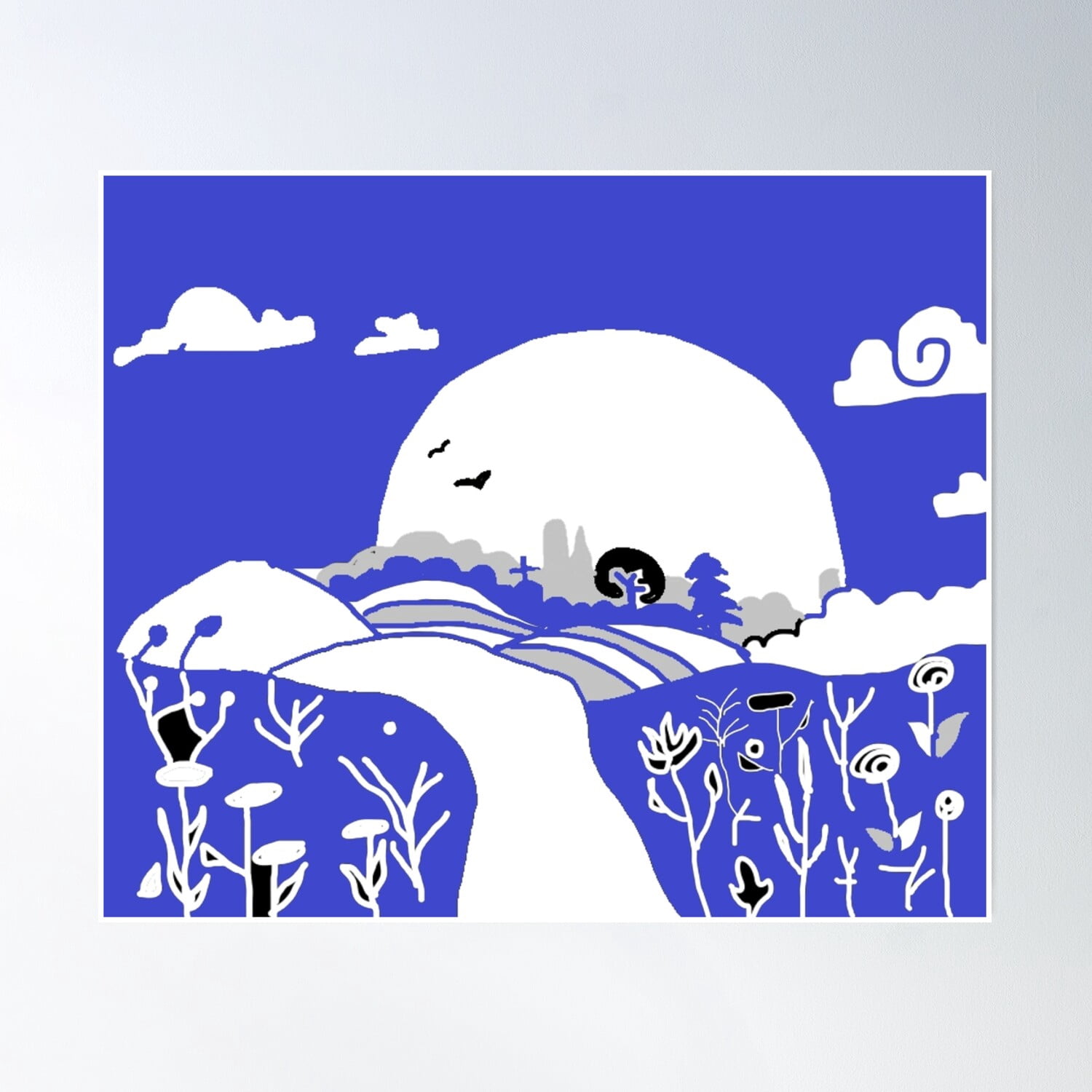 Moon Night Poster Wall Art, Modern Wall Decor, 12x18 UNFRAMED - Walmart.com