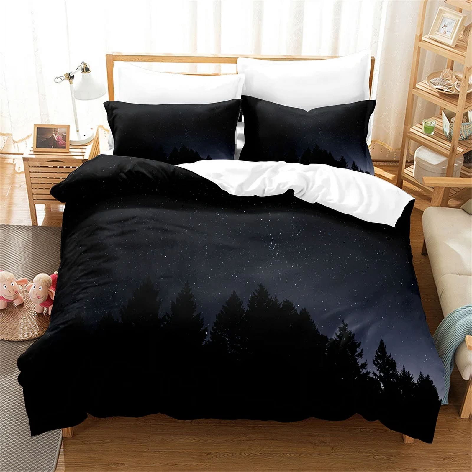 Moon Night Sce King Duvet Cover Red Dark Sky Sunset Clouds Bedding Set ...