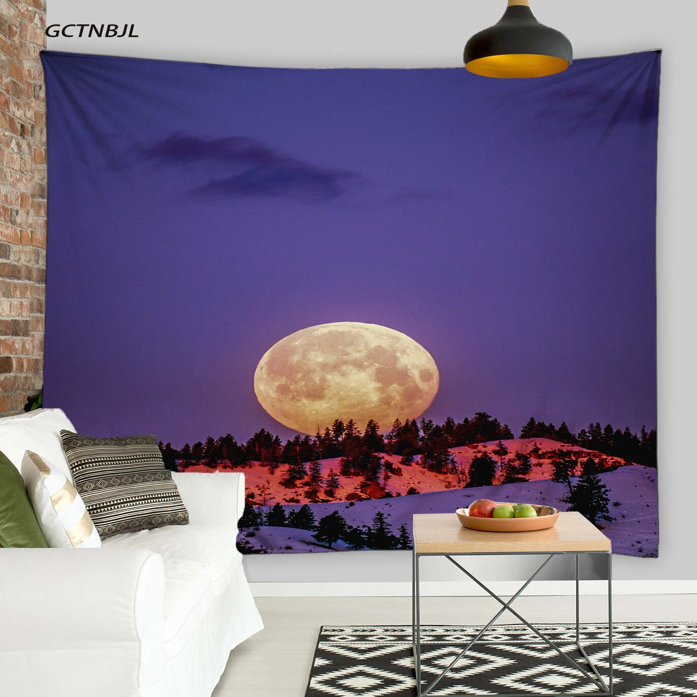Moon Ocean Tapestry Night Sky Tapestry Wall Hanging 3D Landscape Wall ...