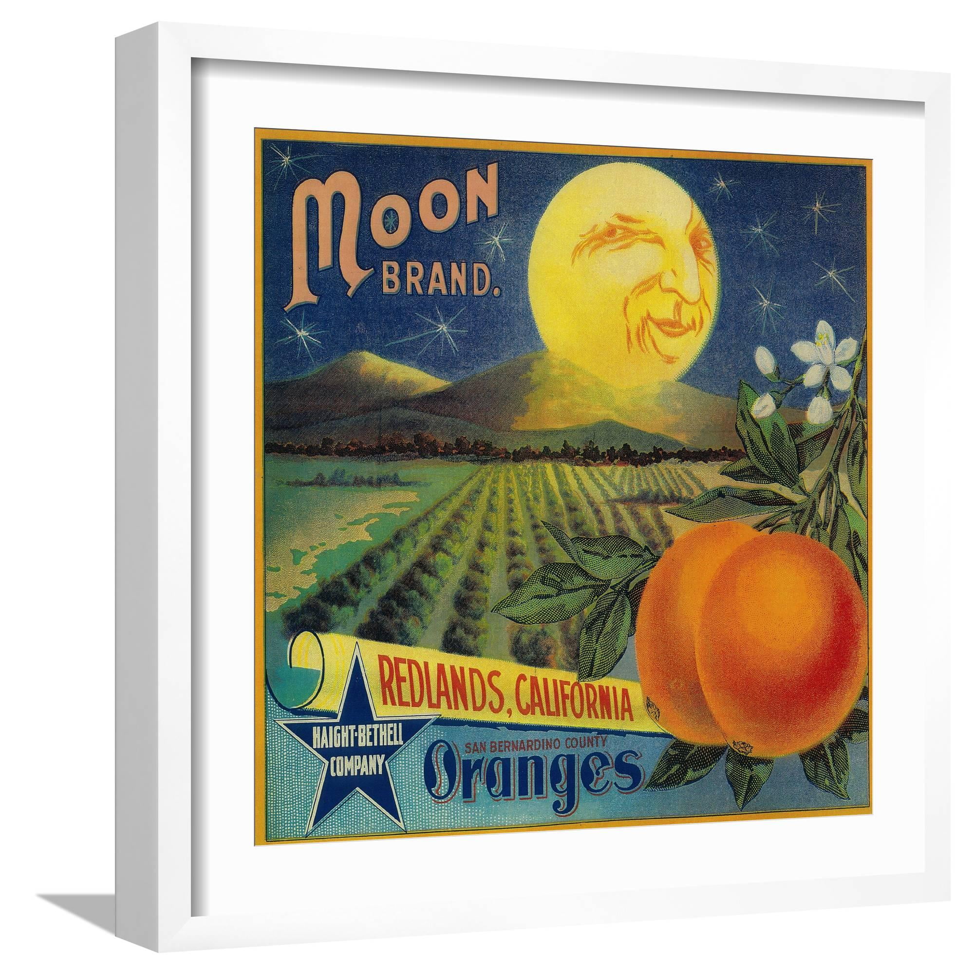 Art.com Moon Orange Label - Redlands, CA Art Print by Lantern Press ...