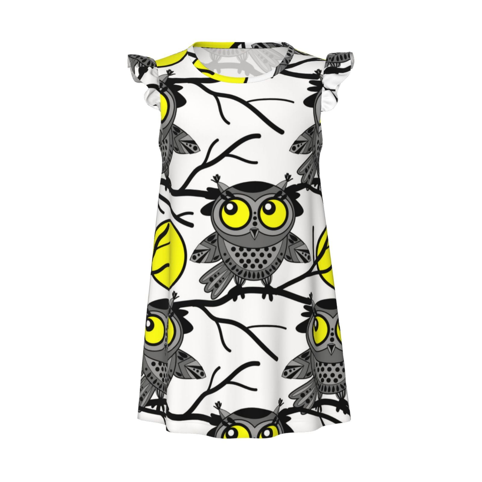 Moon Owl - White Girls Nightgowns, Short Sleeves Princess Dress, Girls ...