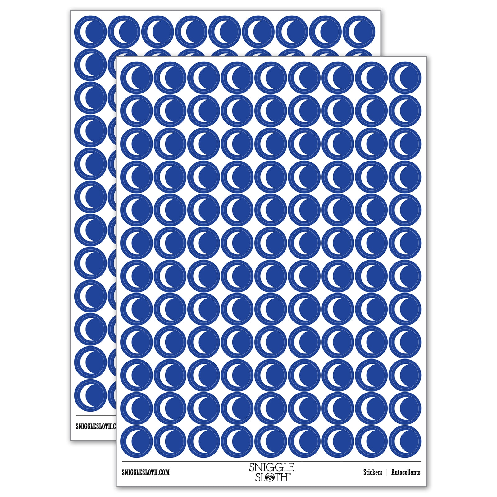 Moon Partial 200+ Round Stickers - Dark Blue - Gloss Finish - 0.50 ...