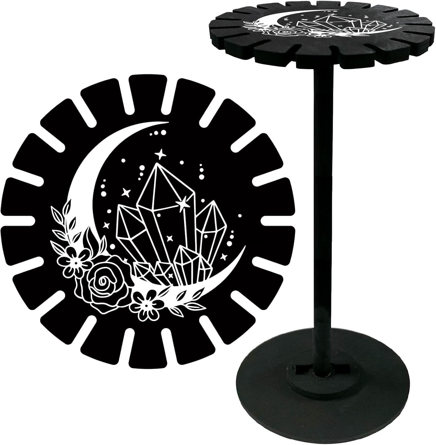Moon Pendulum Crystal Holder Rose Divination Dowsing Wheel Black ...