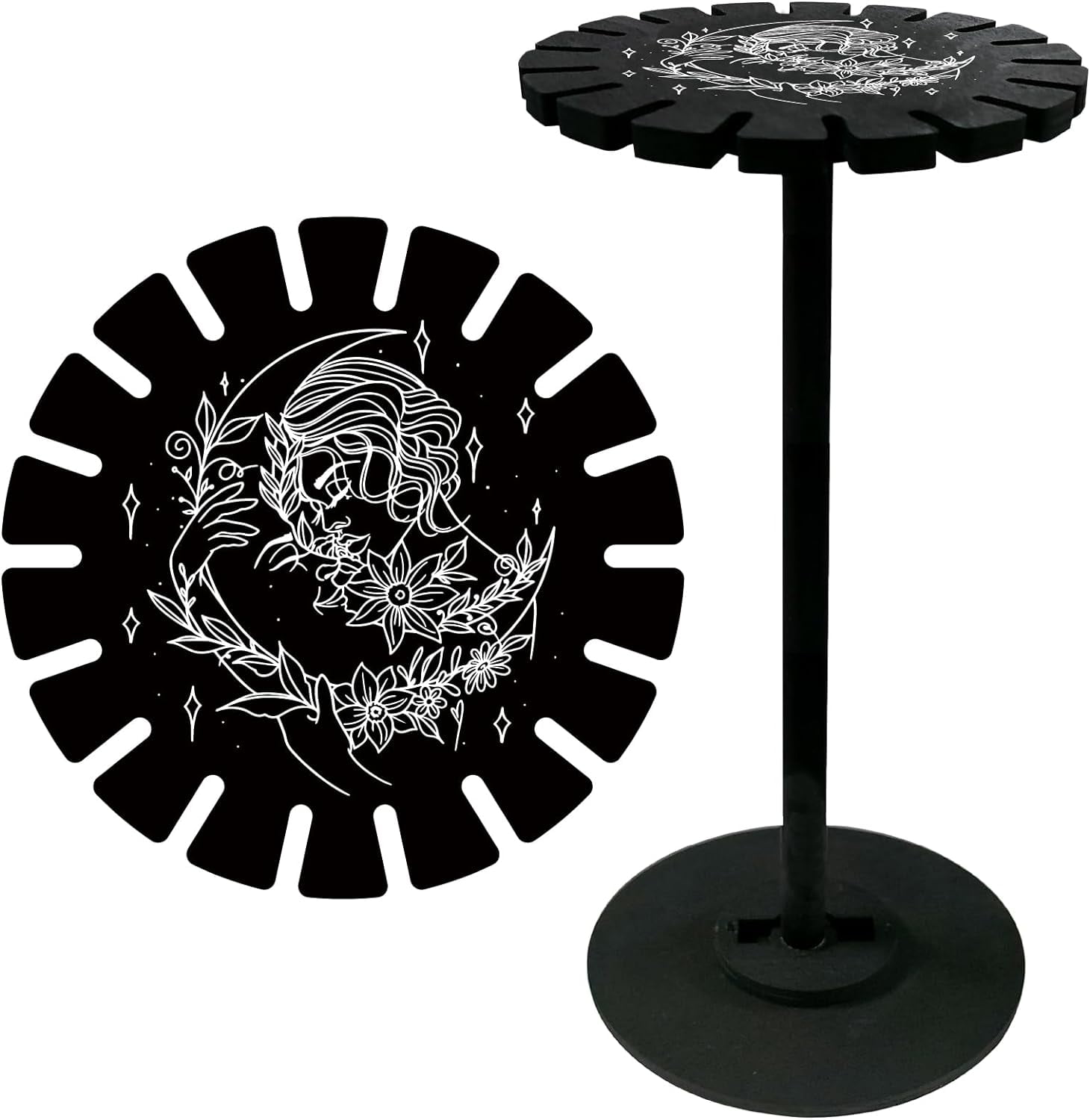 Moon Pendulum Holder Flower Goddess Divination Dowsing Wheel Black ...