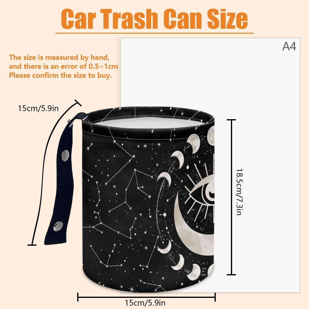 Moon Phase Car Trash Can Waterproof Garbage Can Car Seat Back Hanging ...
