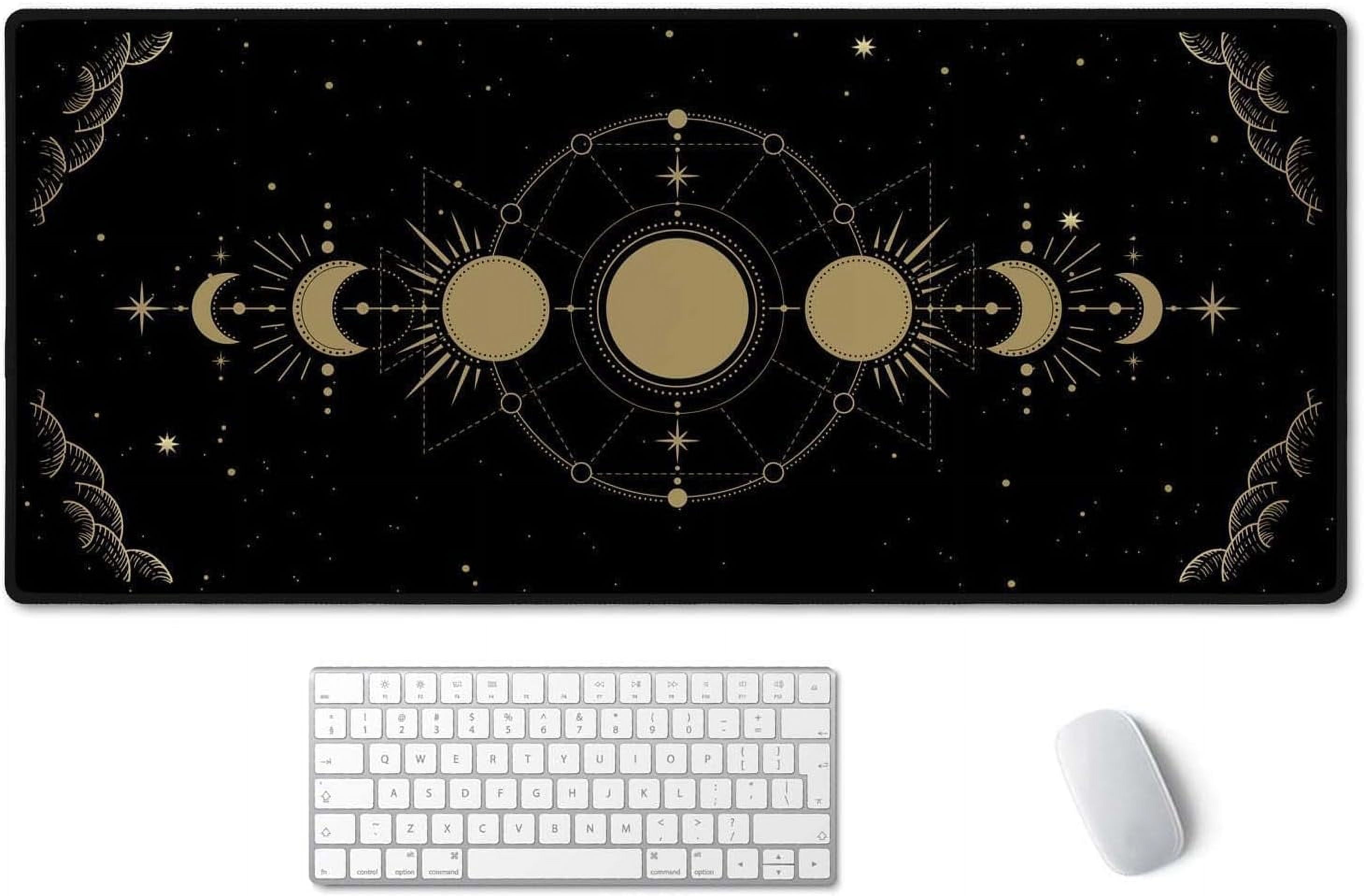 Moon Phase Desk Mat, Celestial Desk Mat XXL, Gold Moon Cycle Lunar ...