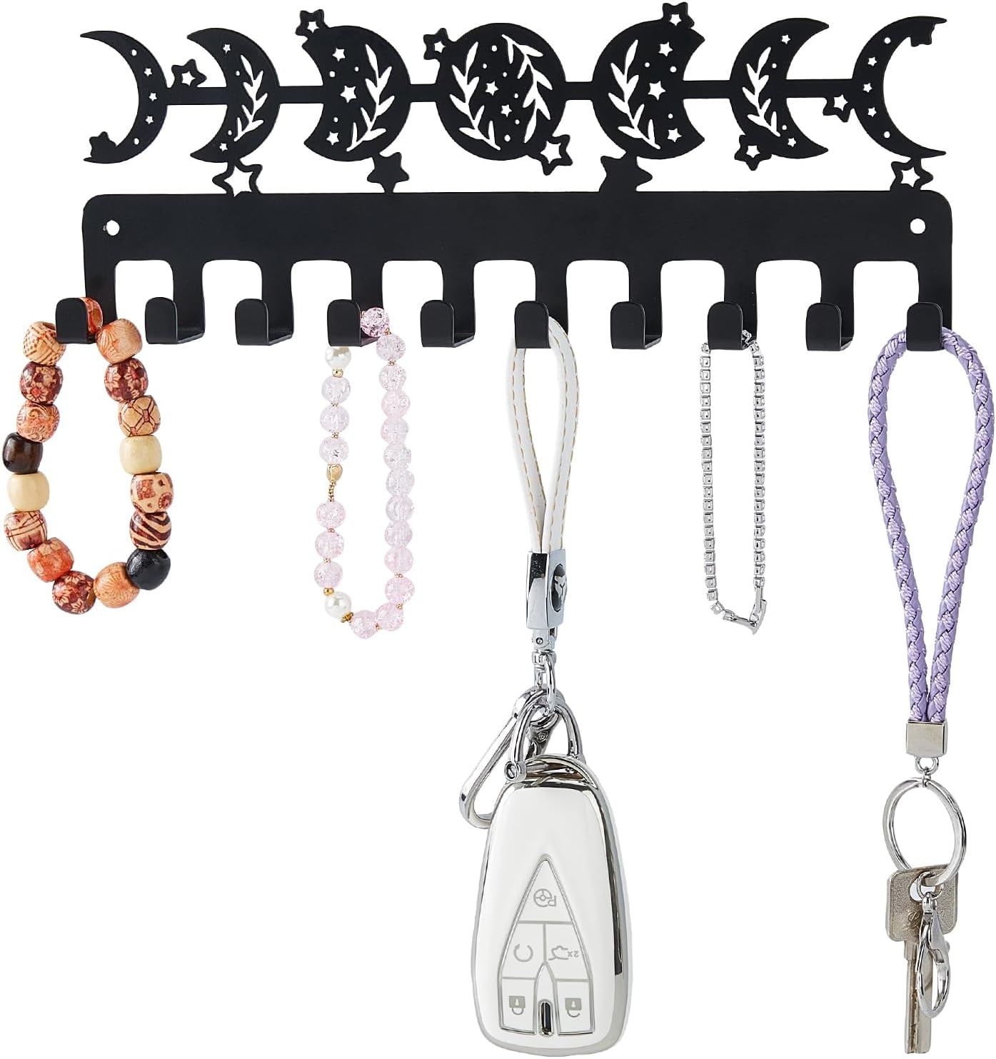 Moon Phase Key Holder Moon Wall Decor Jewelry Holder Wall Hanging Hooks ...