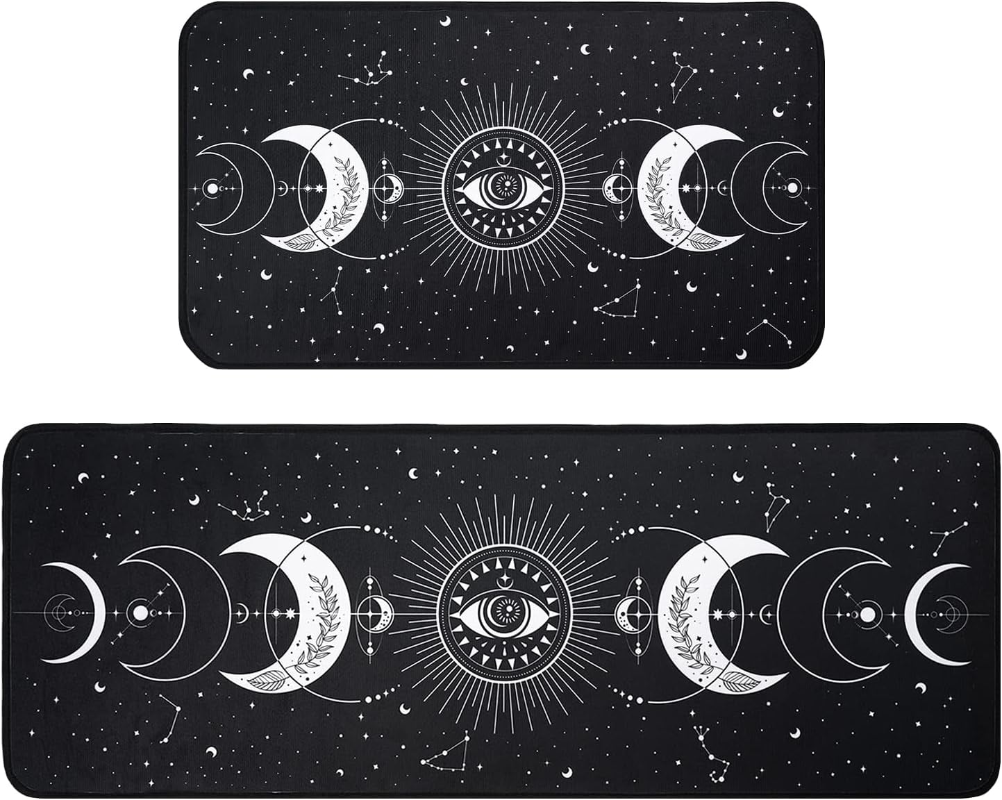 Moon Phase Kitchen Rug Set of 2, Goth Rug, Moon Rug, Black and White ...