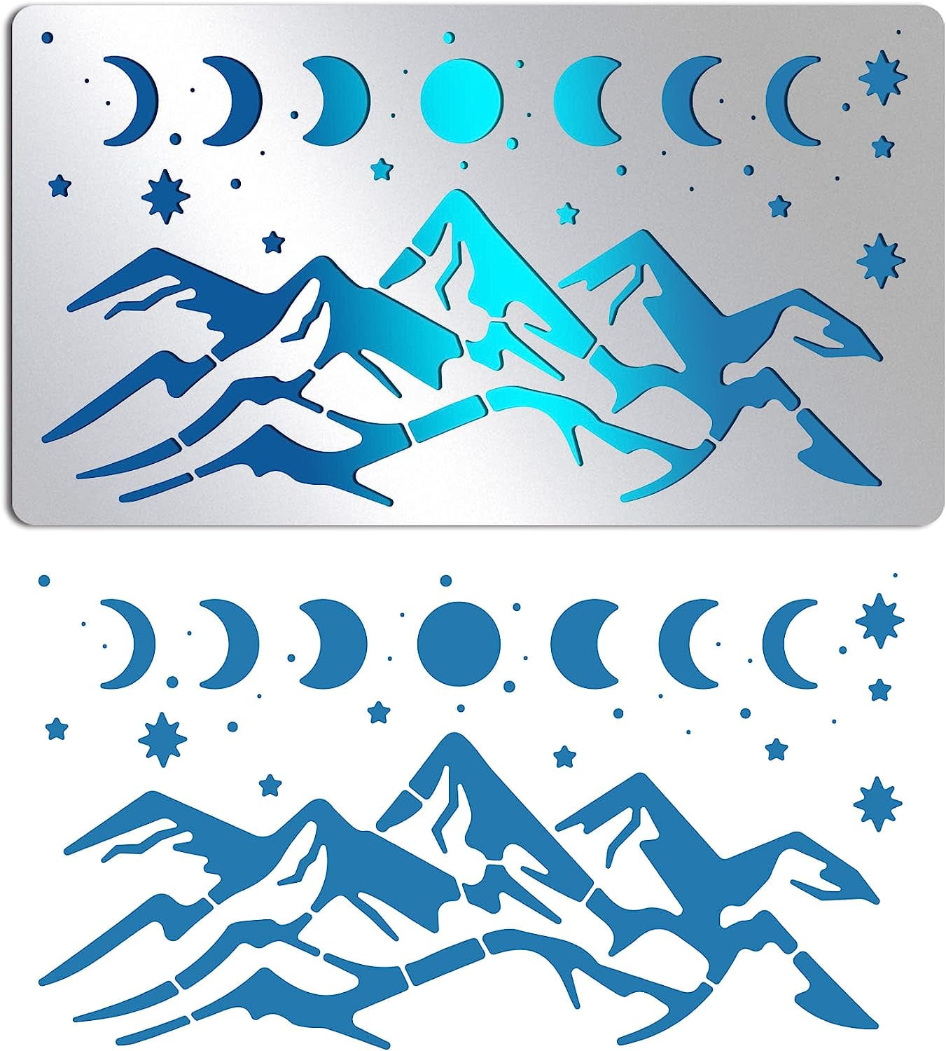 Moon Phase Mountain Stainless Steel Stencils 7x4 inch Sun Reusable ...