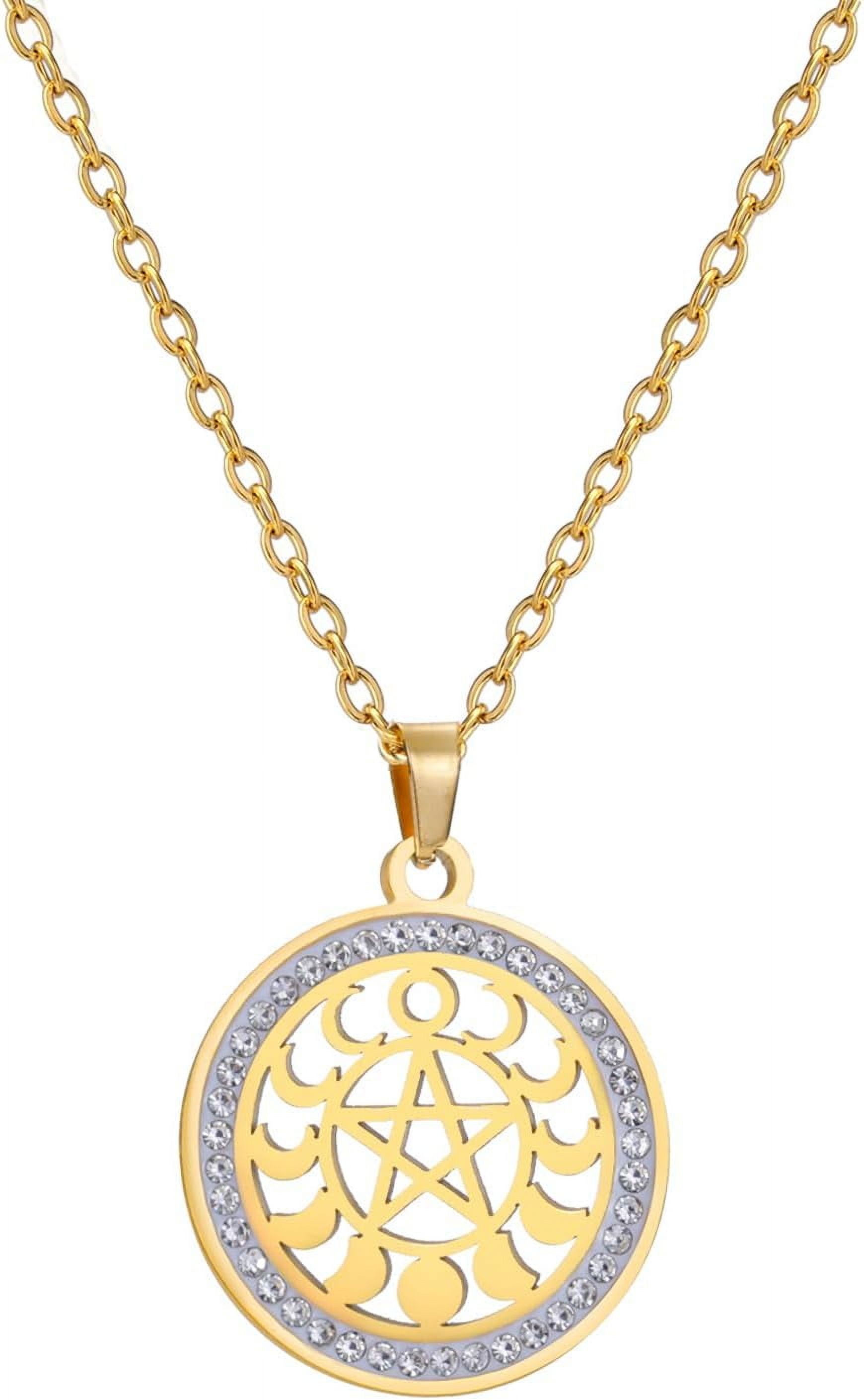 Moon Phase Necklace for Women Pentagram Pentacle Pendant Triple Goddess ...