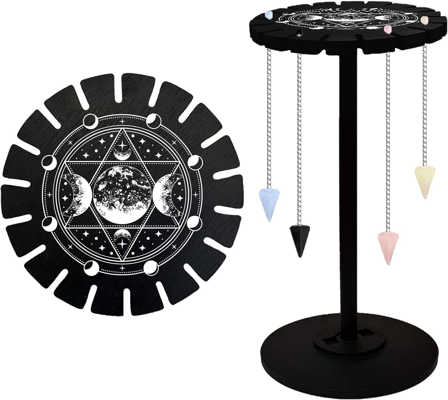Moon Phase Pendulum Display Stand Divination Pendulum Holder with Slots ...